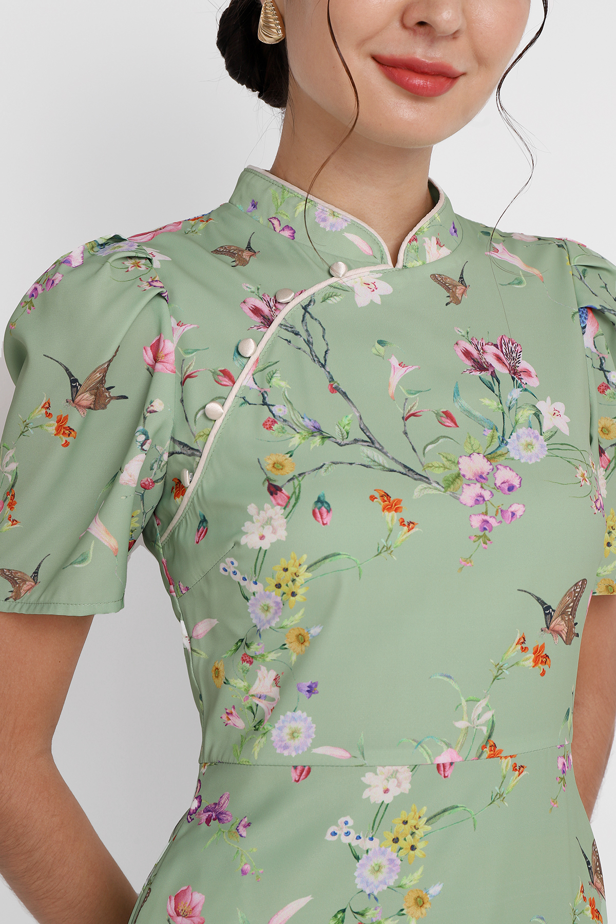 Spring Memoirs Cheongsam Dress In Jade Prints | Kind To Kind