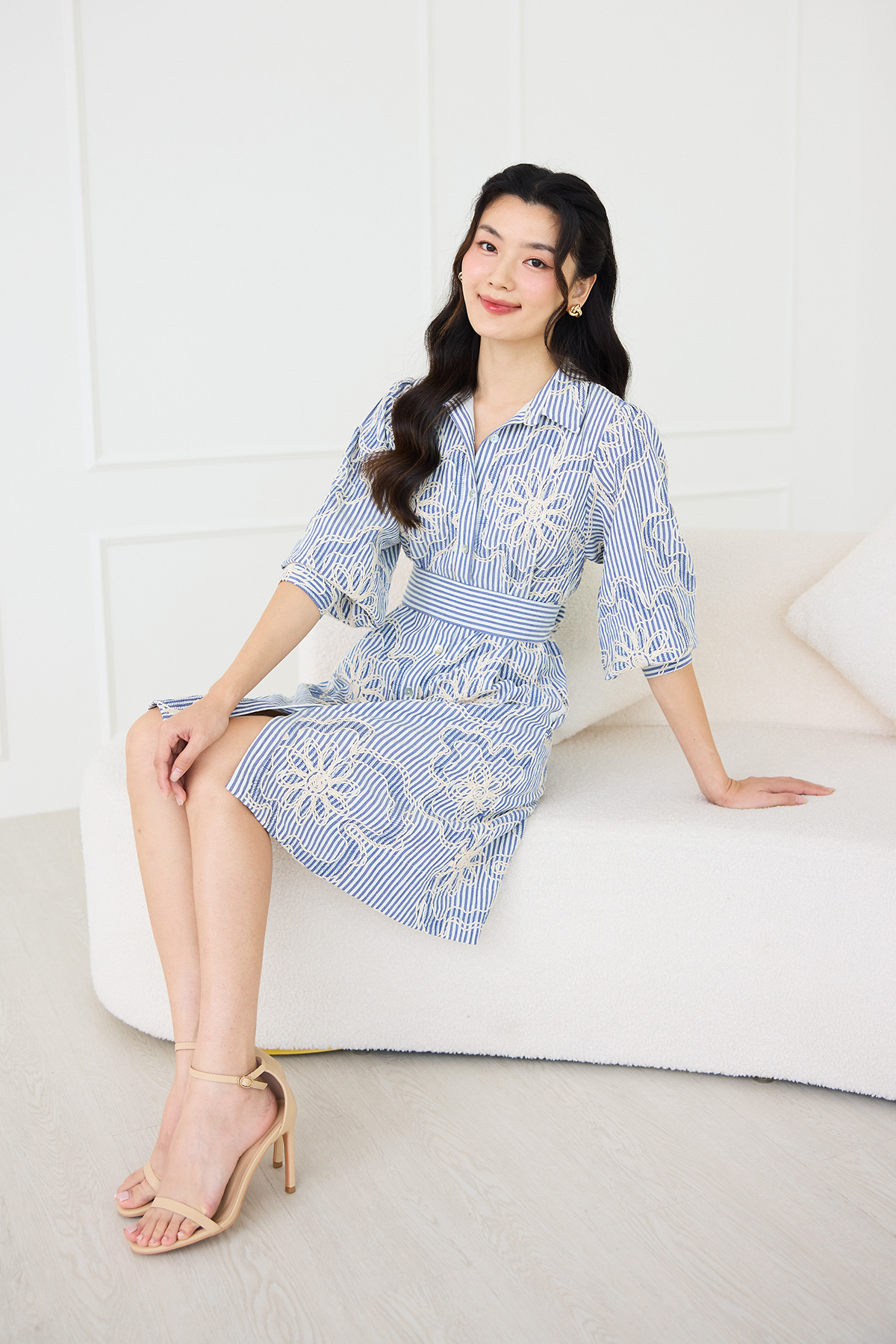Hani Dress In Blue Striped Florals | Kind To Kind